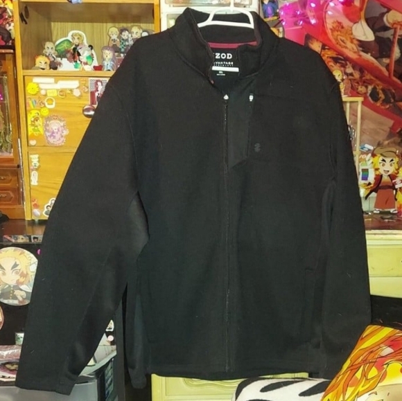 Izod | Jackets & Coats | Black Izod Waffle Canvas Track Fleece | Poshmark